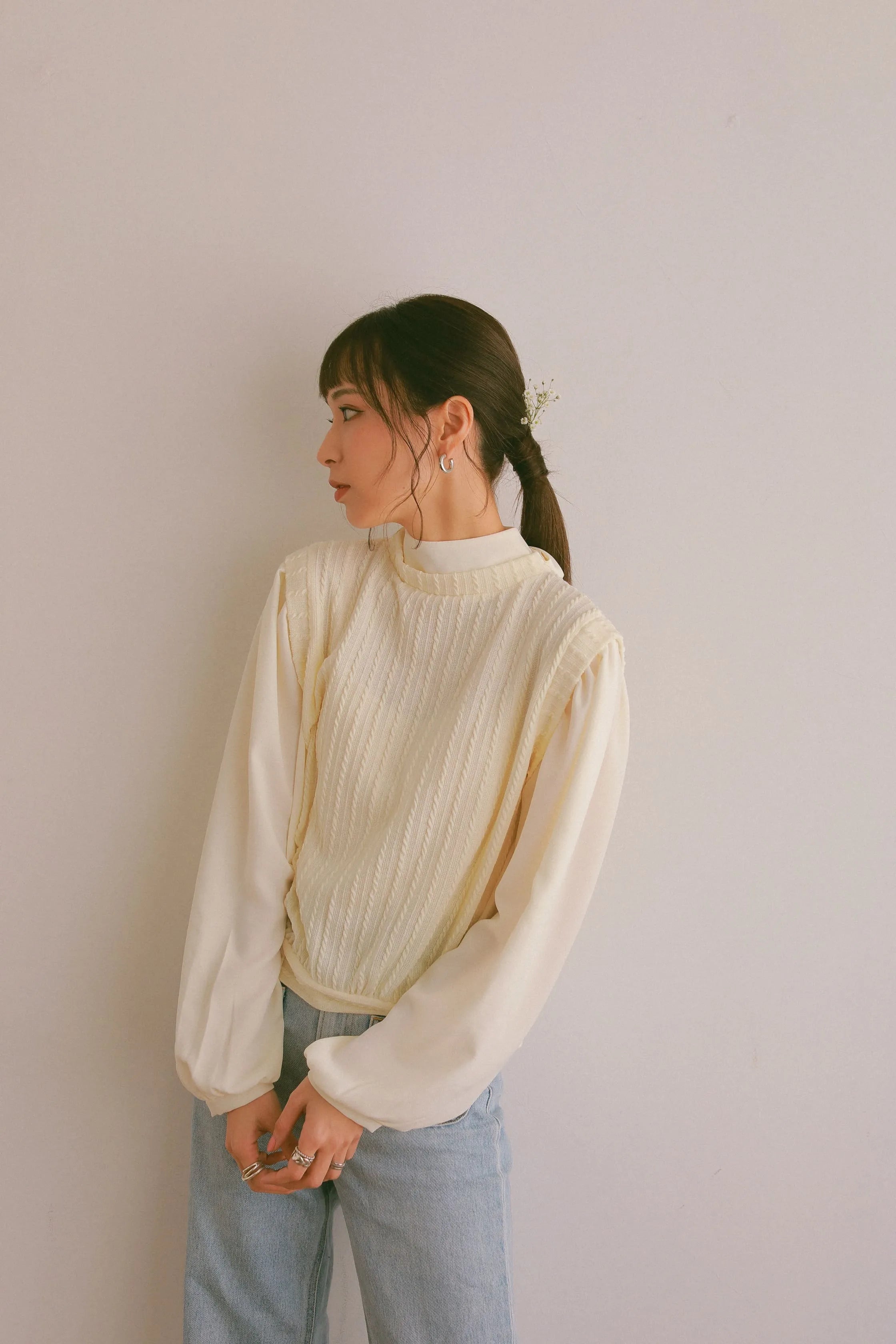 【STAFF限定】2WAY RIBBON TIE BLOUSE[アイボリー] – Violet net shop